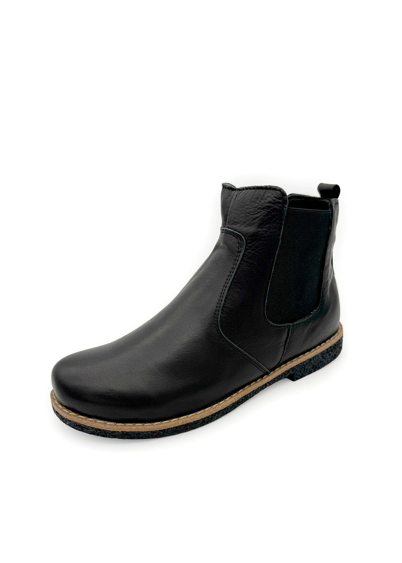 Chelsea ankle boots - black soft leather, low sole – Bellissima