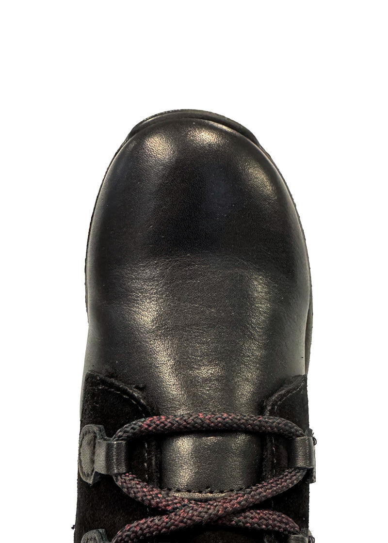 Winter ankle boots with grippy friction sole - black leather, wide las ...